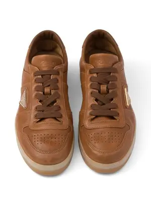 Prada Downtown Nappa-leather Sneakers - Brown
