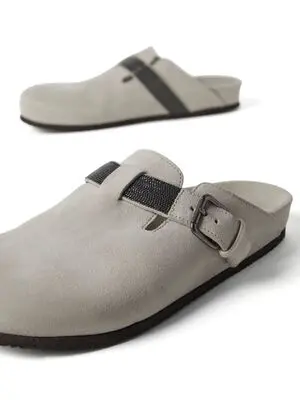 Brunello Cucinelli Monili Suede Slippers
