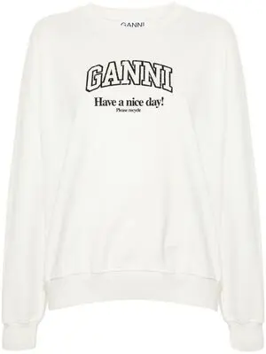 GANNI Logo-print Sweatshirt - Neutrals