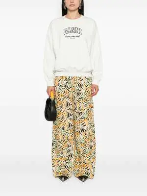 GANNI Logo-print Sweatshirt - Neutrals