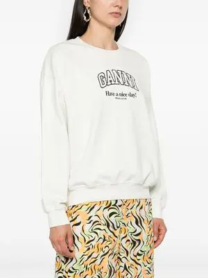 GANNI Logo-print Sweatshirt - Neutrals