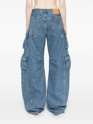 Attico Fern Wide-leg Cargo Jeans - Blue