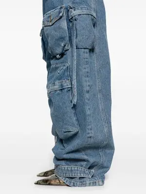 Attico Fern Wide-leg Cargo Jeans - Blue