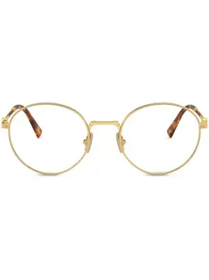 Miu Miu Metallic Round Frame Glasses - Gold
