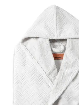 Missoni Chalk Cotton Hooded Bathrobe - White