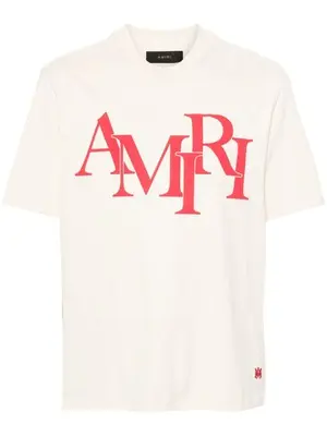 Amiri Logo-print Cotton T-shirt - Neutrals