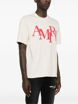 Amiri Logo-print Cotton T-shirt - Neutrals