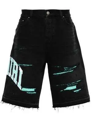 Amiri Logo-embroidered Denim Shorts