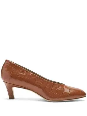 SCAROSSO Deva 50mm Crocodile-effect Pumps - Brown
