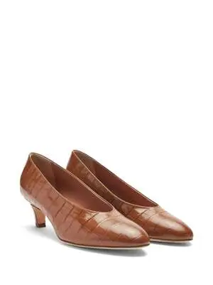 SCAROSSO Deva 50mm Crocodile-effect Pumps - Brown