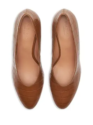 SCAROSSO Deva 50mm Crocodile-effect Pumps - Brown