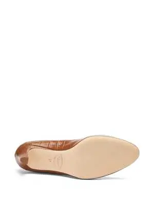SCAROSSO Deva 50mm Crocodile-effect Pumps - Brown