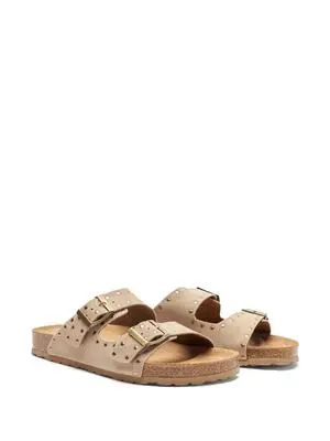 SCAROSSO Delilah Stud-embellished Slides - Neutrals