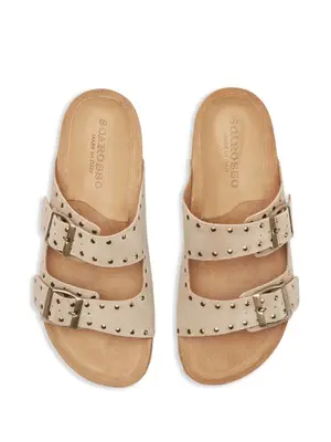 SCAROSSO Delilah Stud-embellished Slides - Neutrals