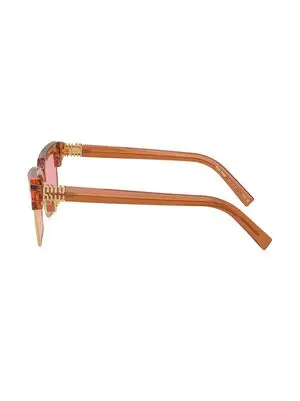 Miu Miu Logo-lettering Square-frame Sunglasses - Brown