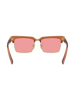 Miu Miu Logo-lettering Square-frame Sunglasses - Brown