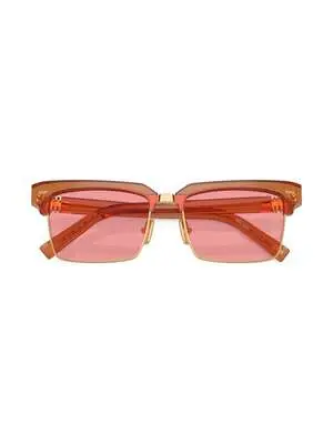 Miu Miu Logo-lettering Square-frame Sunglasses - Brown