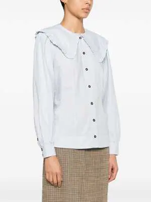 GANNI Puritan-collar Cotton Shirt - Blue