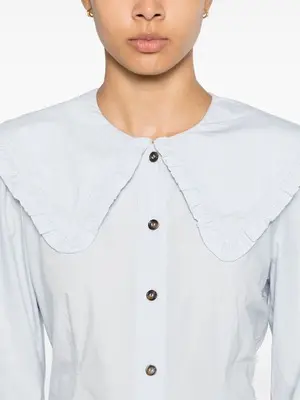 GANNI Puritan-collar Cotton Shirt - Blue
