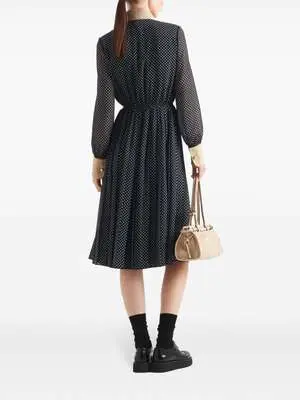 Prada Polka-dot Georgette Midi Dress