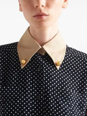 Prada Polka-dot Georgette Midi Dress