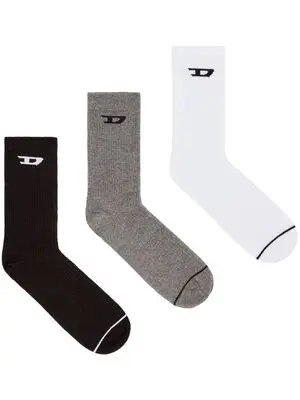 DIESEL® Logo-intarsia Socks - Grey