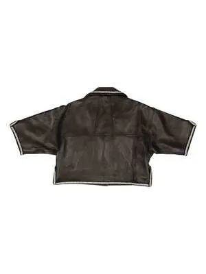 Rhude Lace-trim Leather Cropped Shirt