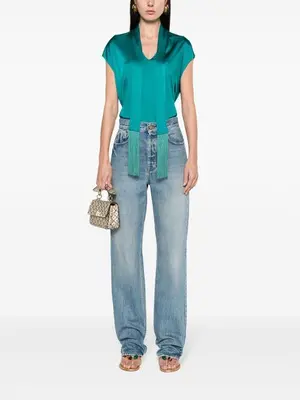 Roberto Cavalli Scarf-detail V-neck Blouse