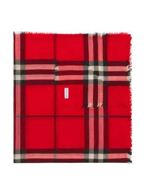Burberry Check Wool Scarf - Red