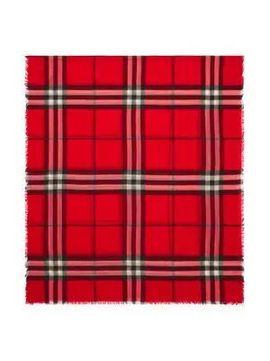 Burberry Check Wool Scarf - Red