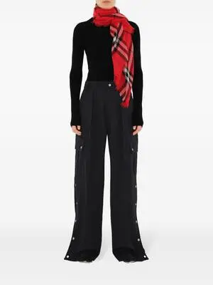 Burberry Check Wool Scarf - Red