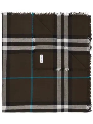 Burberry Check Wool Scarf - Brown