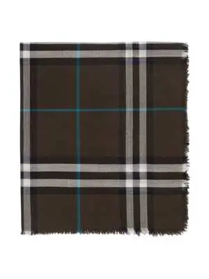 Burberry Check Wool Scarf - Brown