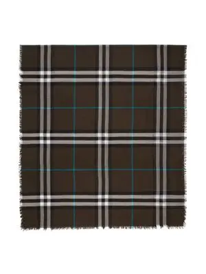 Burberry Check Wool Scarf - Brown