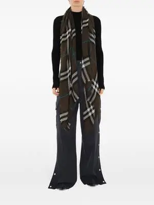 Burberry Check Wool Scarf - Brown
