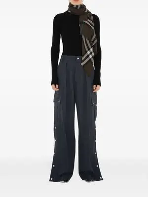 Burberry Check Wool Scarf - Brown