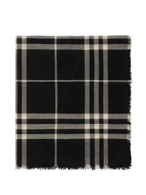 Burberry Check Wool Scarf - Black