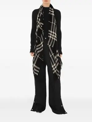Burberry Check Wool Scarf - Black