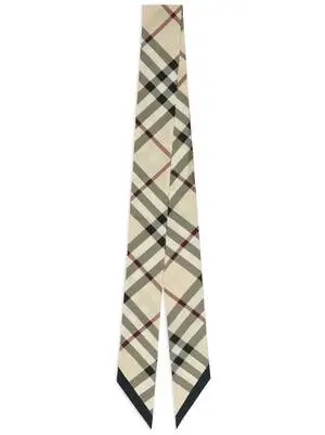 Burberry Skinny Check Silk Scarf - Neutrals
