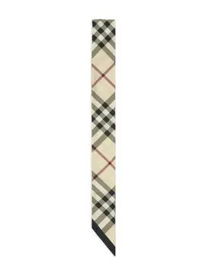 Burberry Skinny Check Silk Scarf - Neutrals