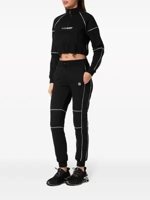 PLEIN SPORT Logo-print Cropped Sweatshirt - Black