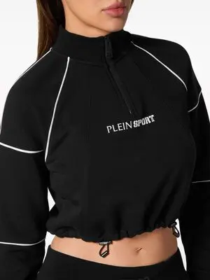 PLEIN SPORT Logo-print Cropped Sweatshirt - Black