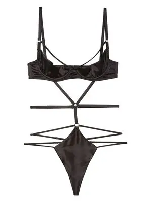 FLEUR DU MAL Strappy Bondage Underwire Bodysuit - Black