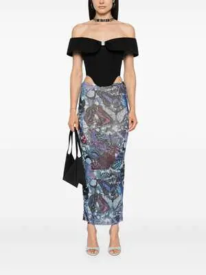 JEAN PAUL GAULTIER Butterfly Pencil Skirt - Blue