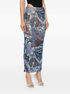 JEAN PAUL GAULTIER Butterfly Pencil Skirt - Blue