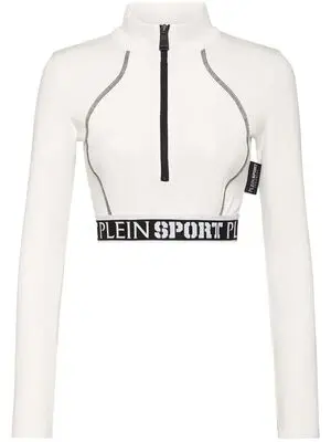 PLEIN SPORT Logo Underband Crop Top - White