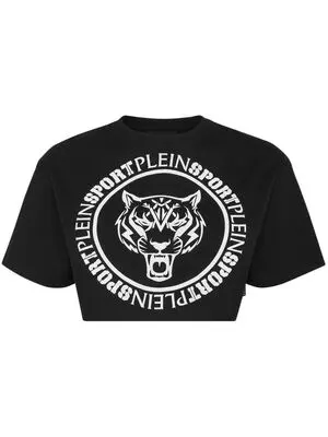 PLEIN SPORT Logo Cropped T-shirt - Black
