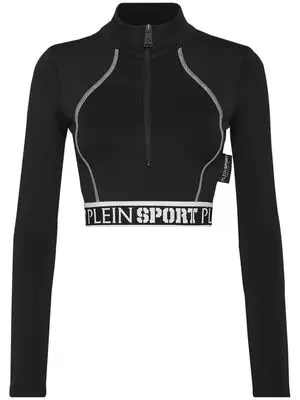 PLEIN SPORT Logo-underband Crop Top - Black