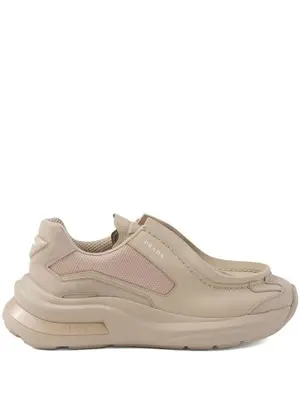 Prada Systeme Leather Sneakers - Neutrals