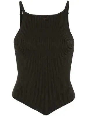 COURREGES Pointy Rib-knit Tank Top - Brown